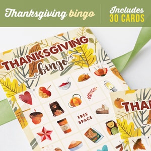 Thanksgiving Bingo Game Fall Printable Game Thanksgiving | Etsy