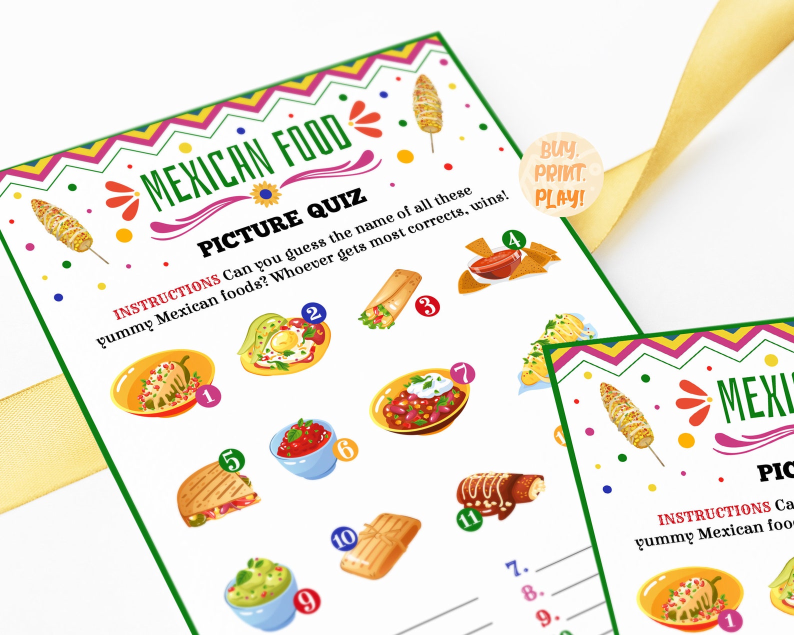 Cinco De Mayo Mexican Food Trivia Cinco De Mayo Printable - Etsy