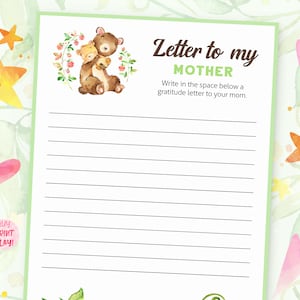 Mothers Day Games Letter to My Mother Printable Activity | Etsy
