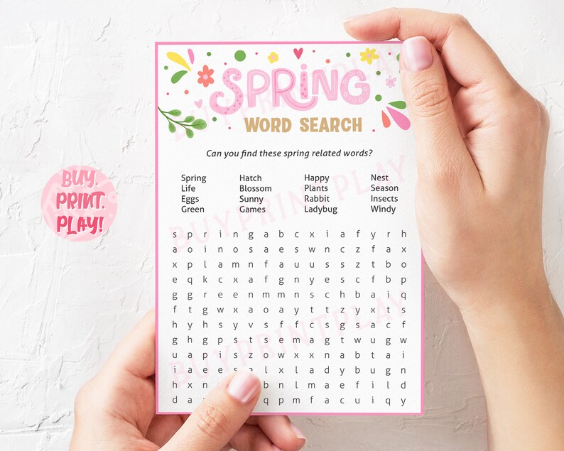 Spring Word Search Springtime Printable Games Activity for - Etsy