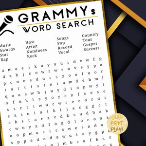 2024 Grammy Awards Word Search Game 66th Annual Music Academy Awards ...