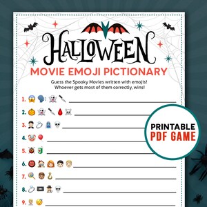 Halloween Horror Movie Emoji Game Party Printable Quiz Activity Emoji ...