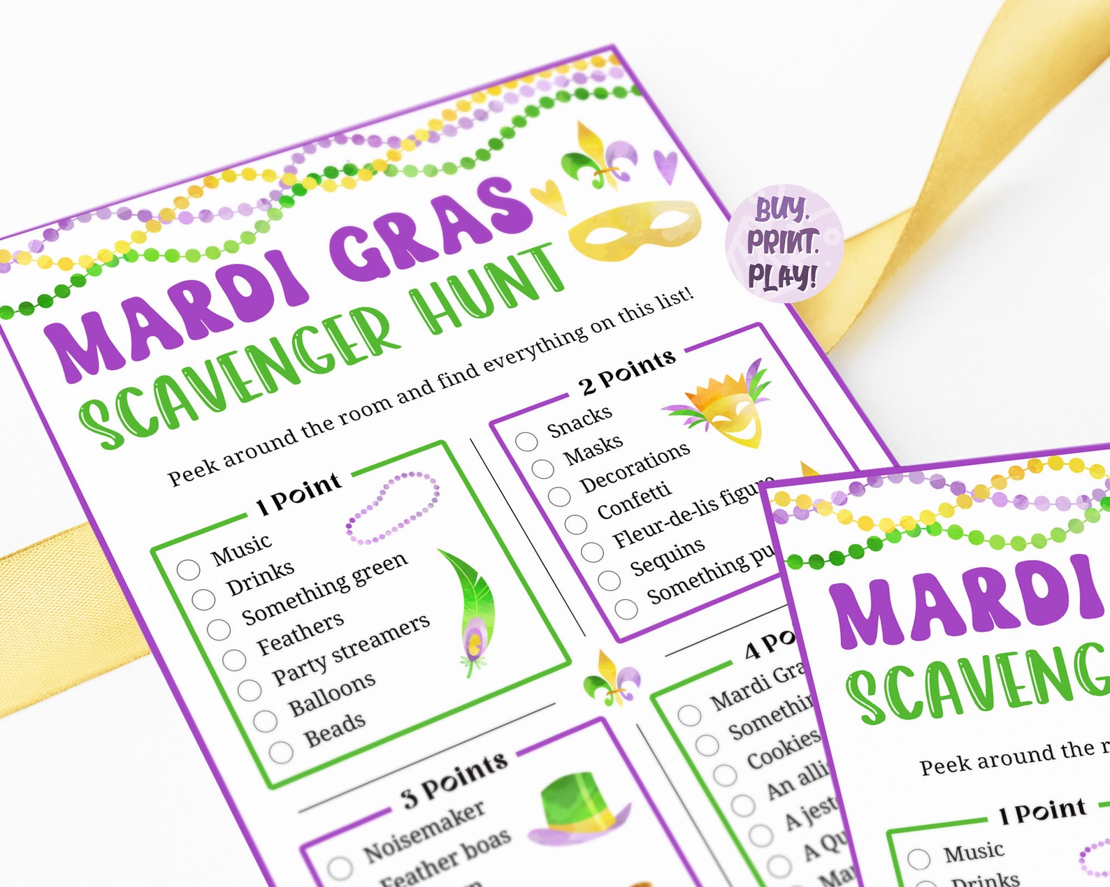 Mardi Gras Scavenger Hunt Party Games for Adults & Kids - Etsy