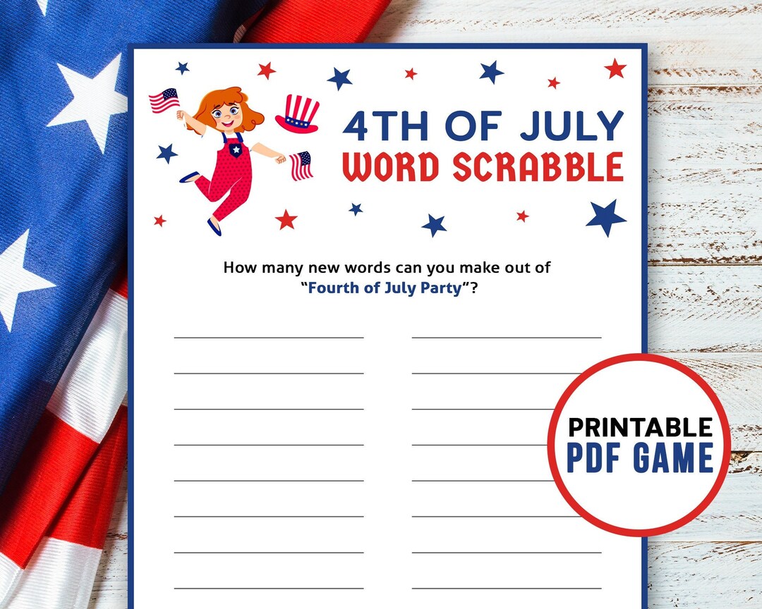 Patriotic Word List Activity | 4th of July Printable Games for Adults ...