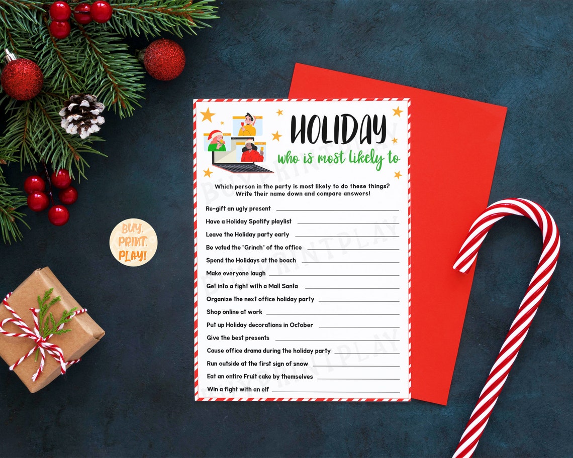 Office Holiday Who is Most Likely to Christmas Party Games - Etsy