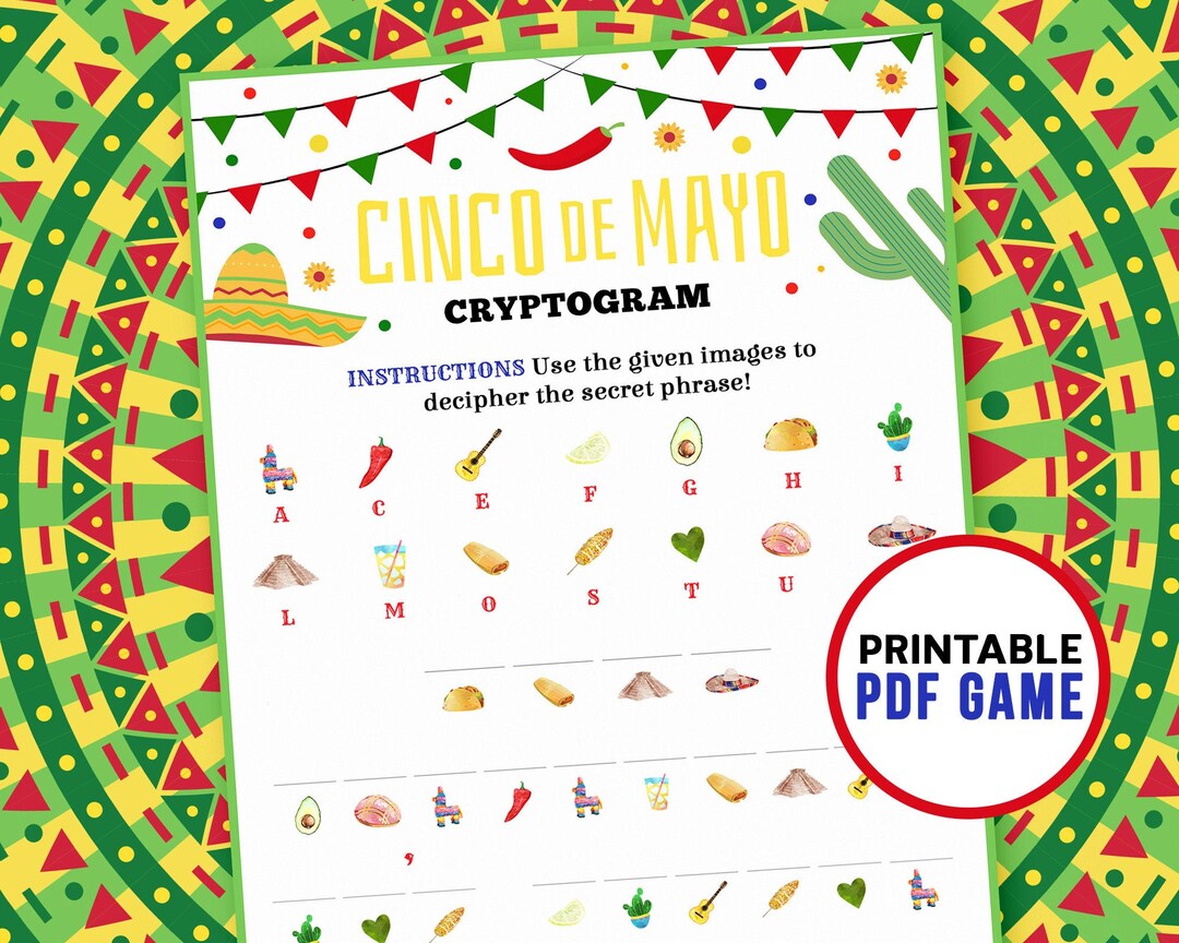 Cinco De Mayo Cryptogram for Kids | Printable Games for School ...