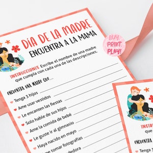 Spanish Mothers Day Find the Guest Mom | Printable Games for Adults ...