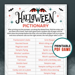 Halloween Party Pictionary Printable Game for Kids & Adults 30 Spooky ...