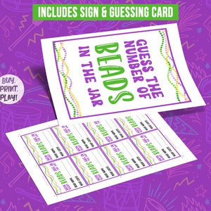 Mardi Gras - Guess the Number of Beads in the Jar | Party Printable ...