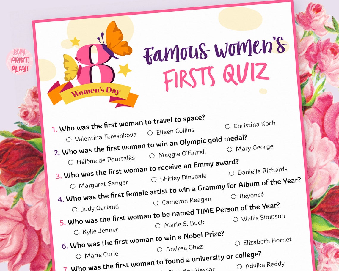 Womens Firsts Trivia Game International Womens Day Printable | Etsy