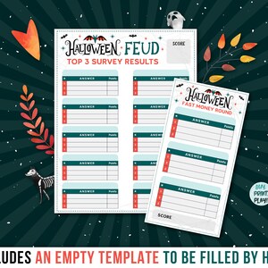 Halloween Family Feud Printable Game Halloween Games and - Etsy