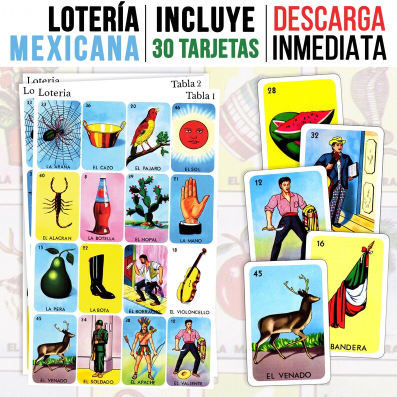 30 Mexican Loteria Cards Juego De Lotería Mexicana - Etsy