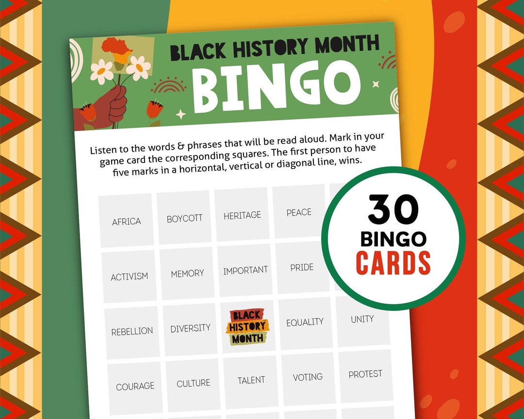 Black History Month Word Bingo | American History Printable Games ...