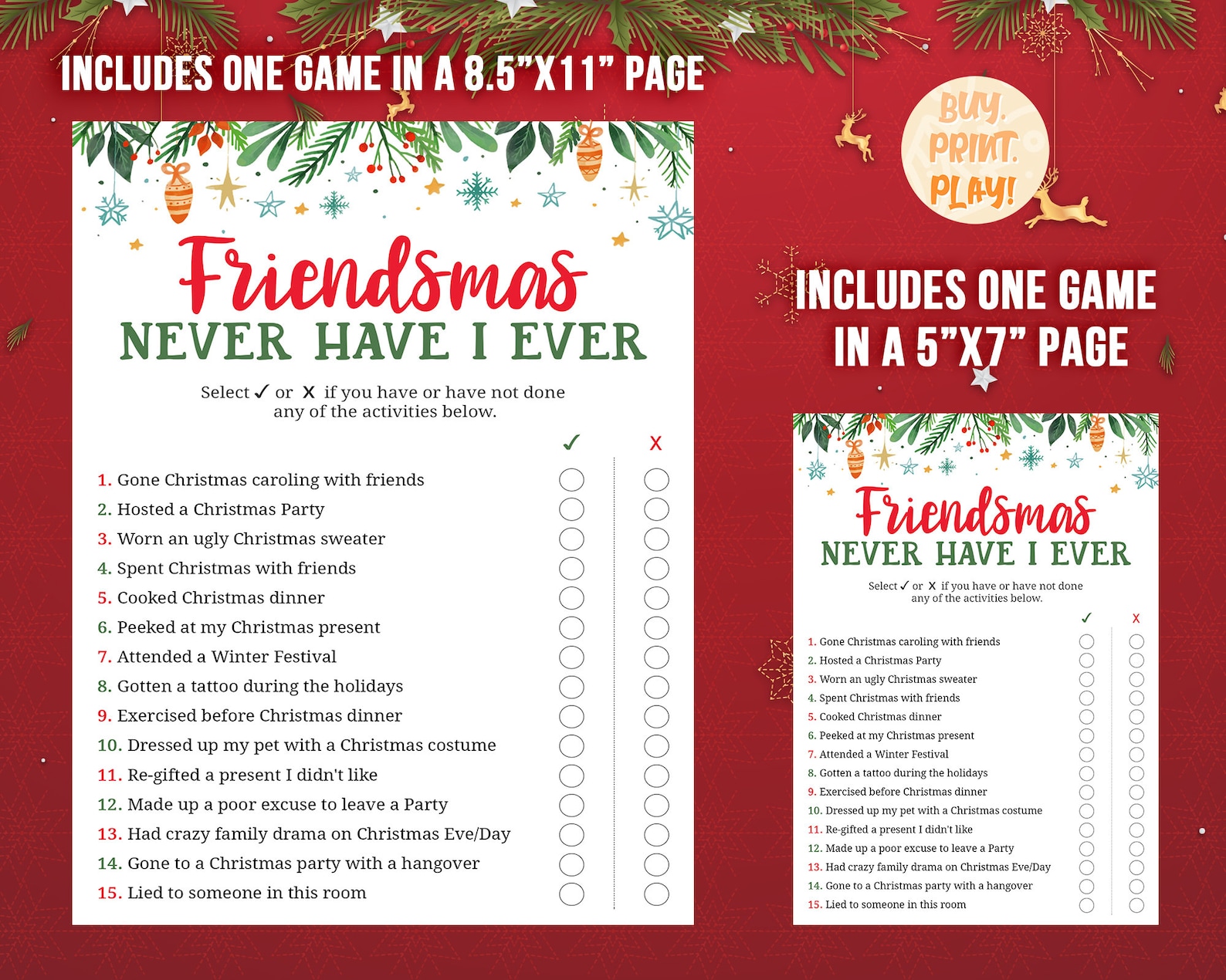 Friendsmas Never Have I Ever Christmas Games for Adults - Etsy