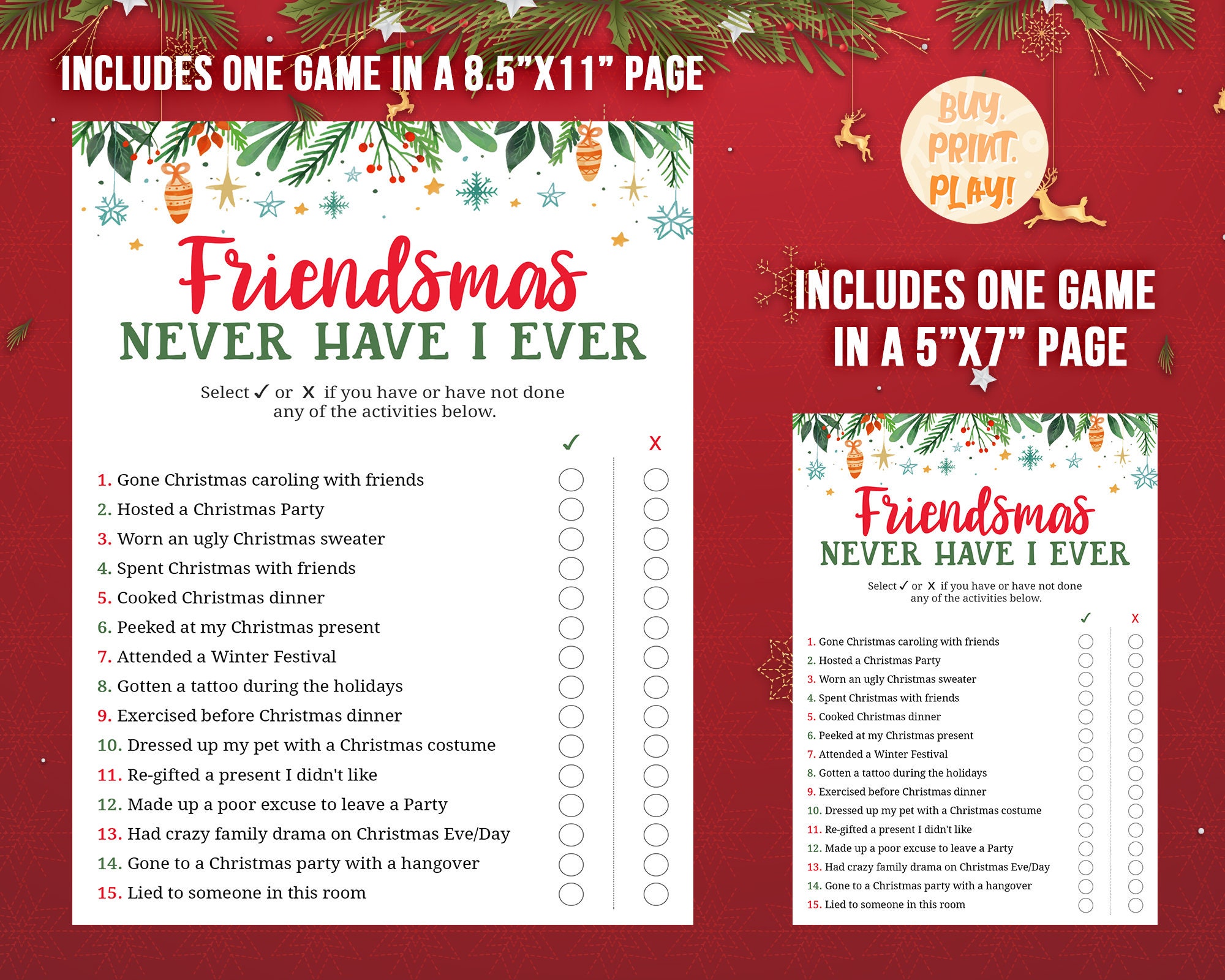 Friendsmas Never Have I Ever Christmas Games for Adults - Etsy