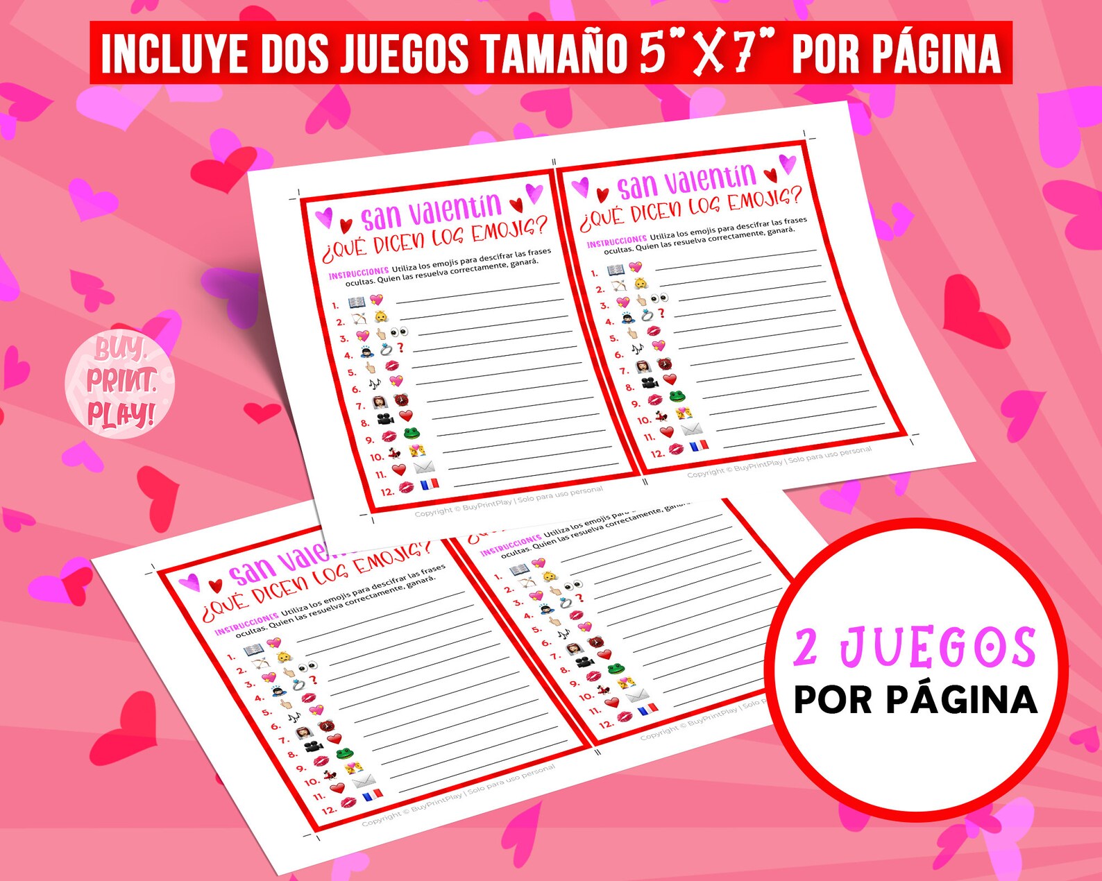 Valentines Day Emoji Pictionary in Spanish Games for Adults - Etsy