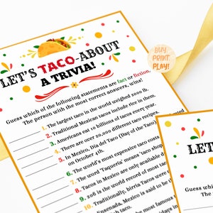 Cinco De Mayo Taco Trivia | Mexican Fiesta Printable Games | Tacos Fact ...