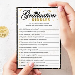 Graduation Riddles Game | Class of 2023 Grad Party Printable Games for ...