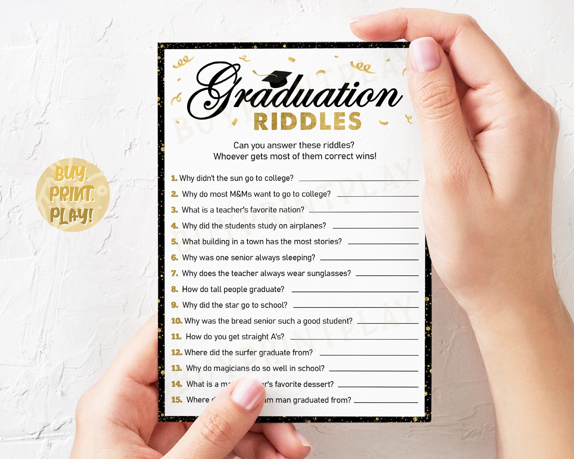 Graduation Riddles Game Class of 2023 Grad Party Printable - Etsy