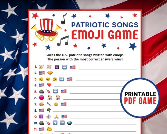 4th of July Emoji Game: Patriotic Songs Trivia Emoji - Etsy Australia