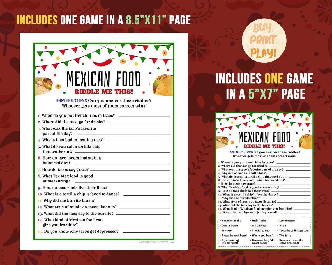 Cinco De Mayo Riddle Me This Mexican Food Funny Jokes - Etsy