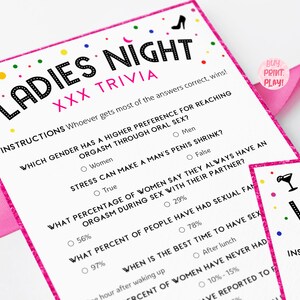 Dirty Adult Trivia Fun Ladies Night Games XXX Trivia Girls Night Out ...