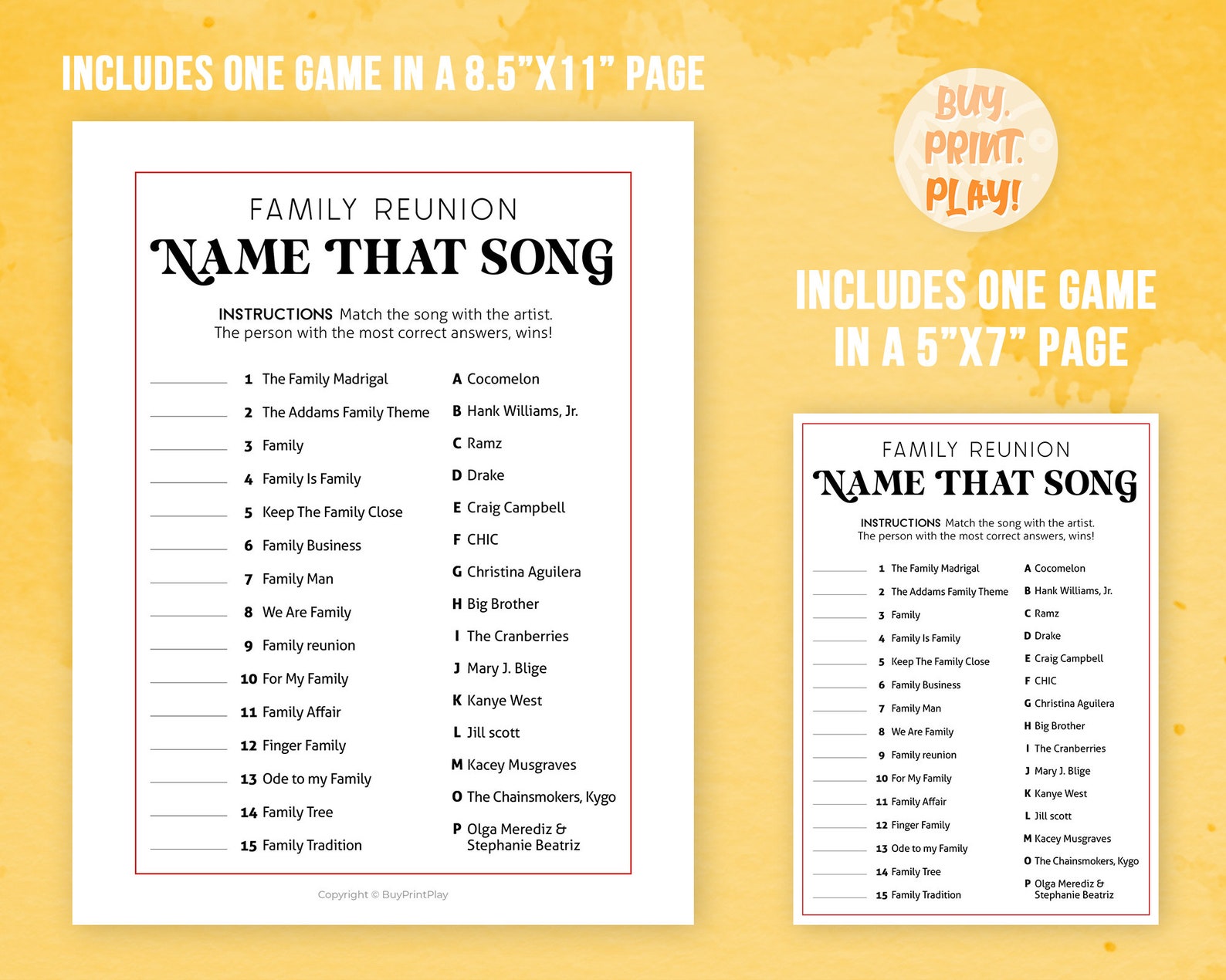 Family Name That Song Quiz Family Gathering Games Song - Etsy