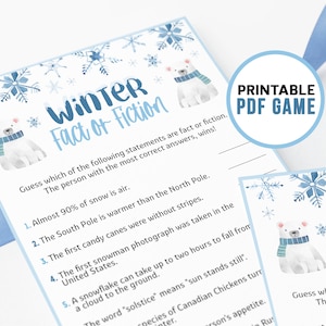 Winter Fact and Fiction Trivia / True or False Quiz | Fun Wintertime ...