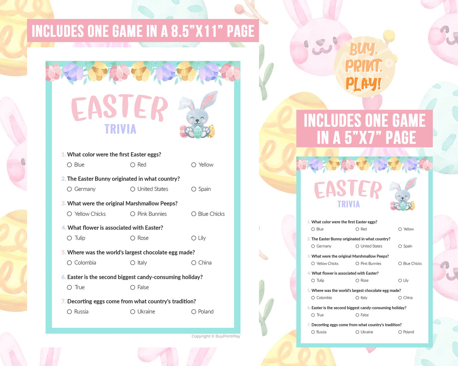 Printable Easter Trivia Game Easter Quiz Games for Kids | Etsy