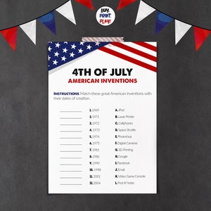 Fourth of July Trivia Game - American Inventions | US Independence Day ...