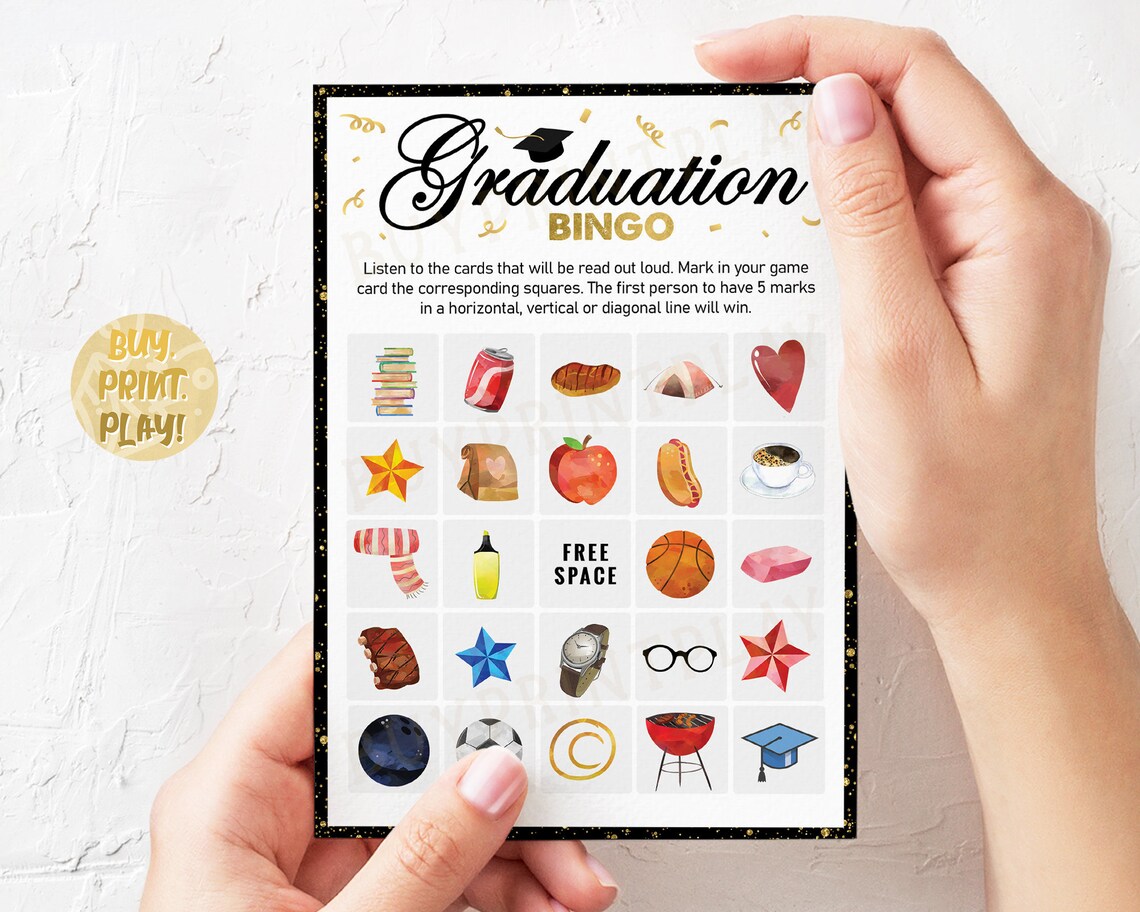 Graduation Bingo Black and Gold Graduation Party Game - Etsy