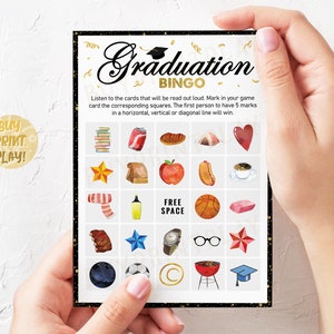 Graduation Bingo | Black and Gold Graduation Party Game | Class of 2023 ...