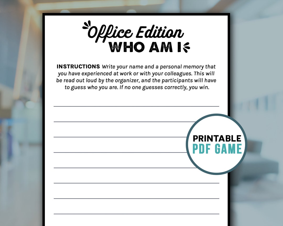 Office Party Who Am I | Printable Games for Team Building & Work ...