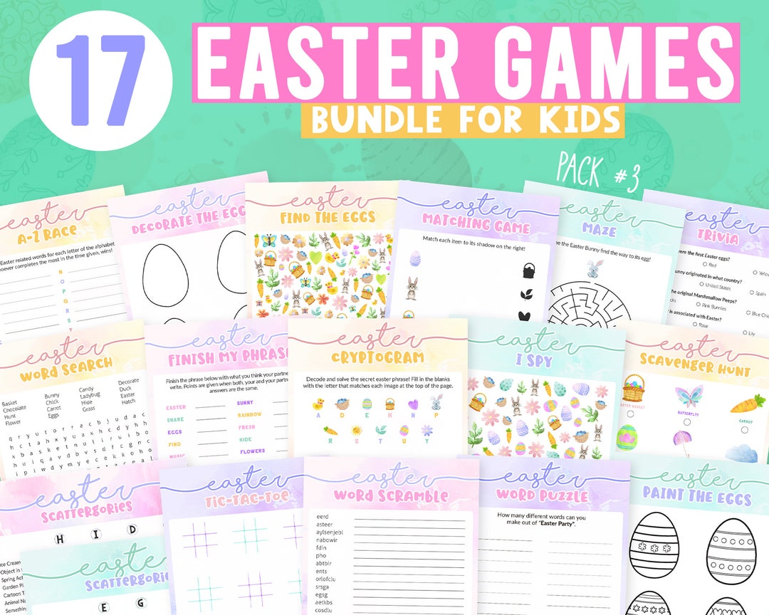 17 Printable Easter Games for Kids Fun Easter Party Activity Bundle ...