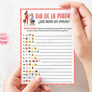 Mothers Day Emoji Pictionary Trivia in Spanish | Juegos Del Dia De La ...