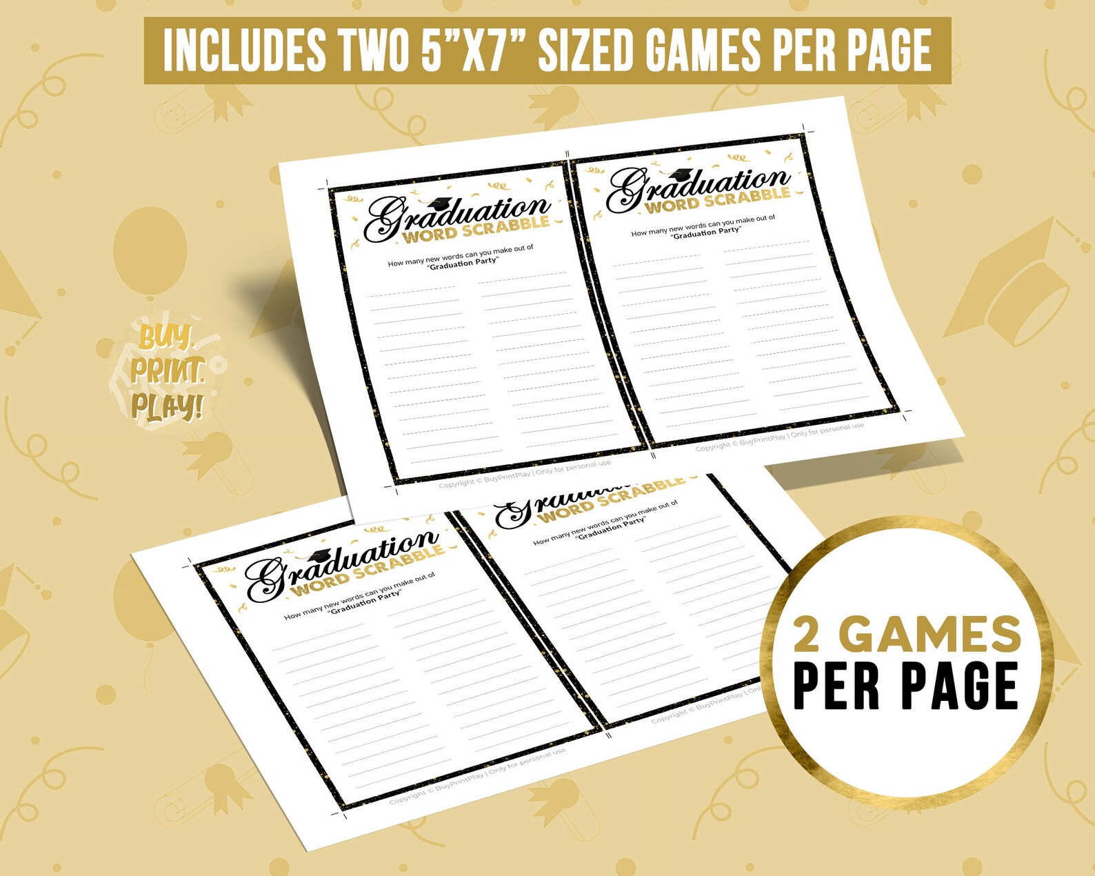 Graduation Party Word List Fun Printable Games High School - Etsy