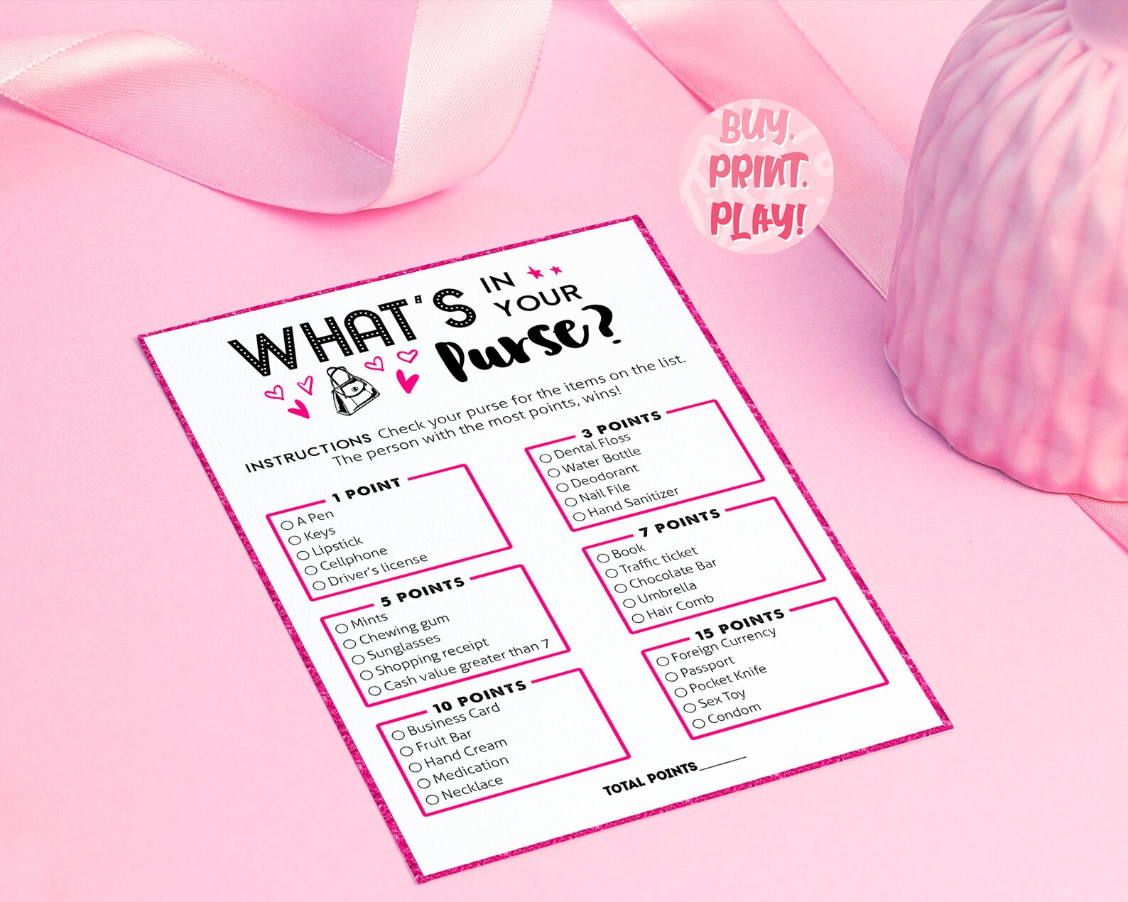 What's in Your Purse Ladies Night Games Whats in Your - Etsy