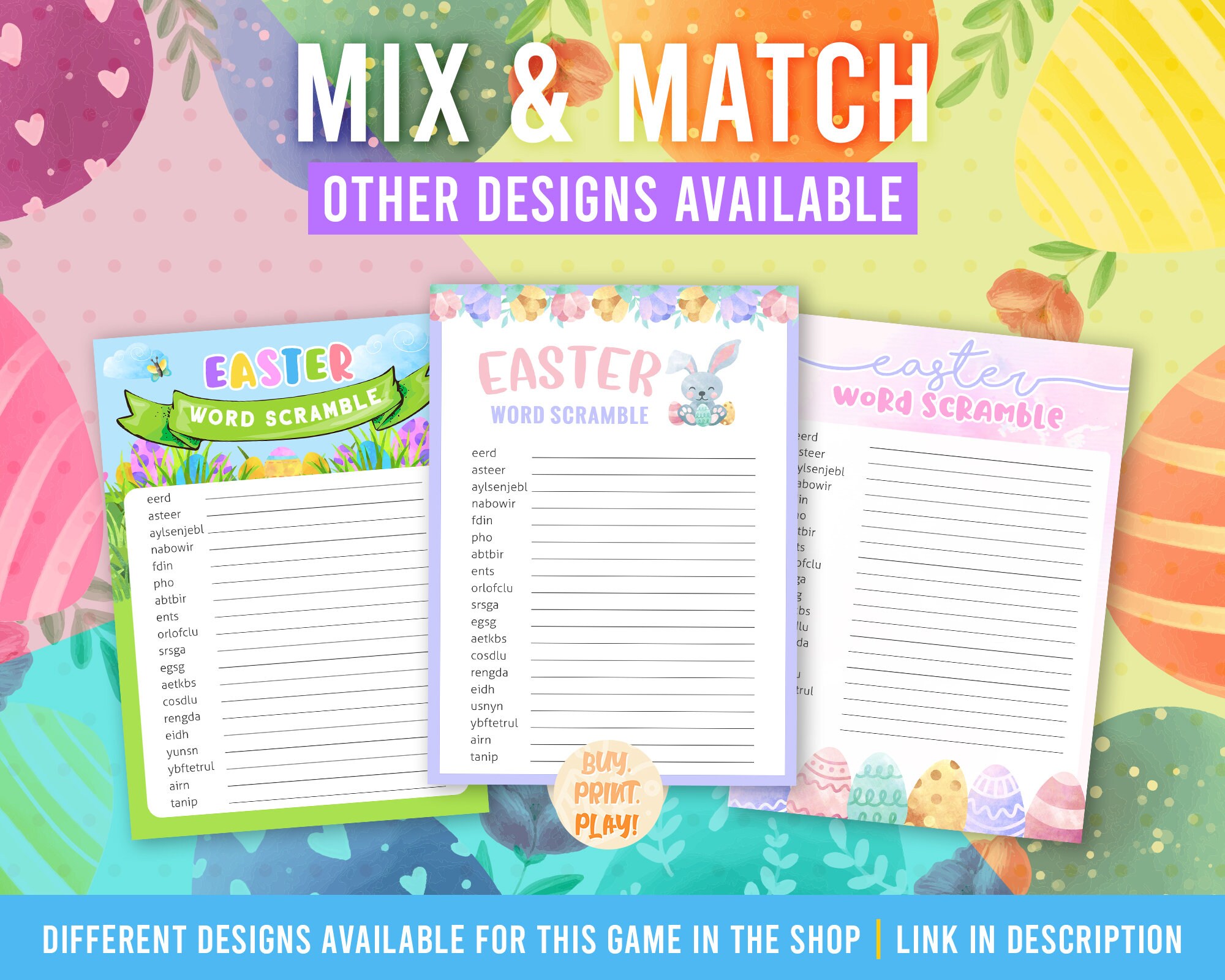 Fun Easter Word Scramble Kids Printable Games Easter | Etsy