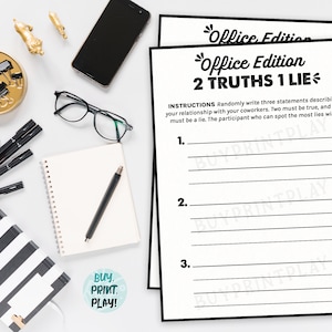 Office 2 Truths 1 Lie | Printable Party Games | Work Activities for Team Building & Work Retreat ...