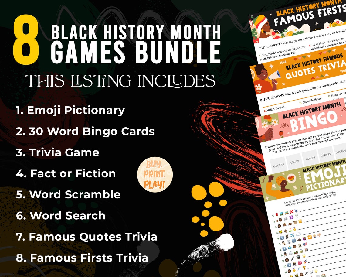 Black History Month Games Bundle American History Printable - Etsy
