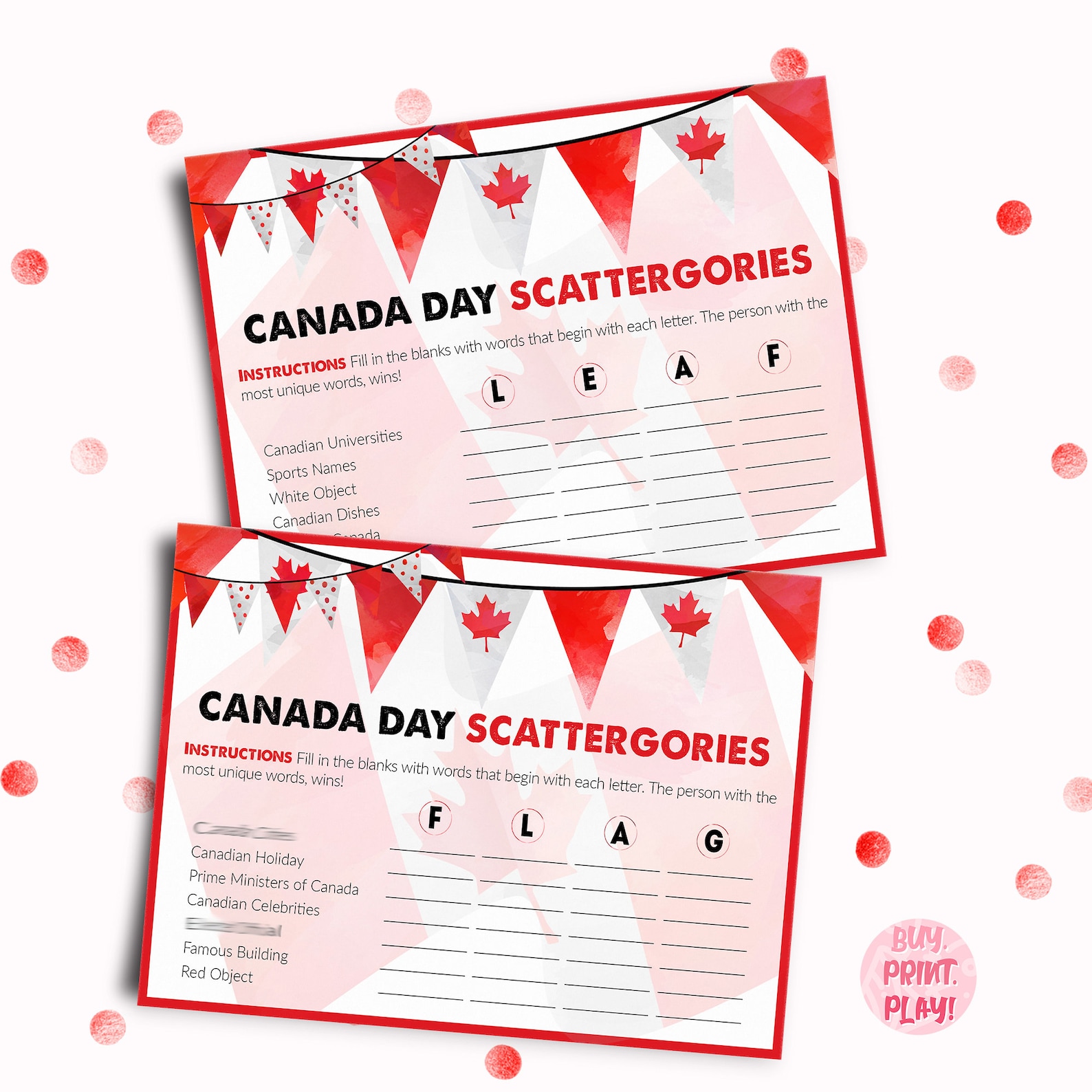Canada Day Games Bundle Printable Games for Kids and for - Etsy