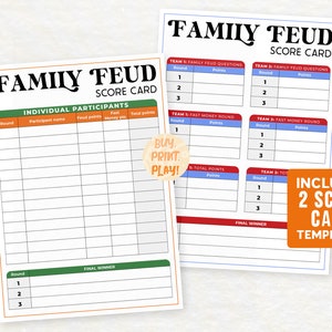 Printable Family Feud | Family Reunion Games | Family Gathering Party ...