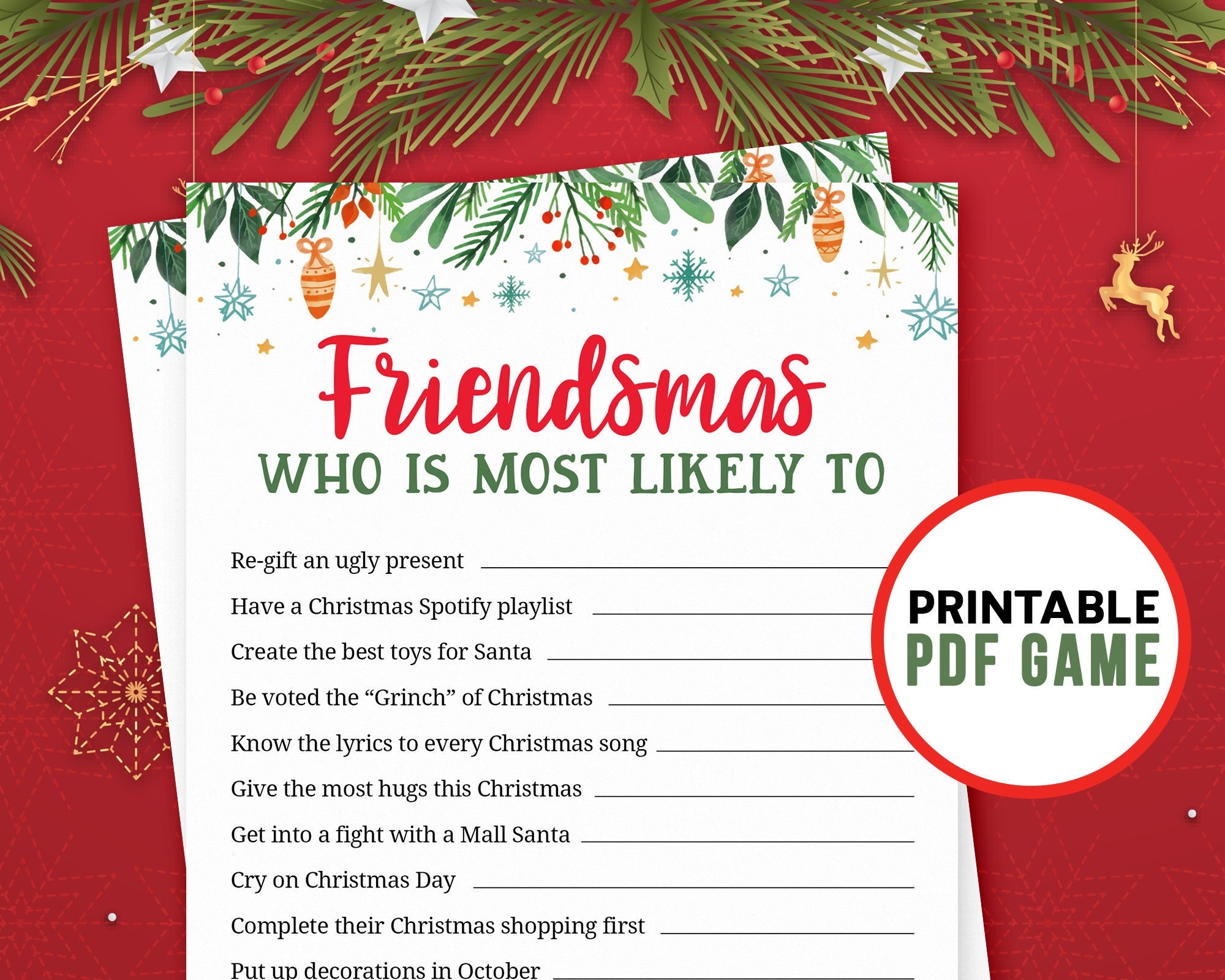 Friendsmas Who is Most Likely to Christmas Games for Adults - Etsy