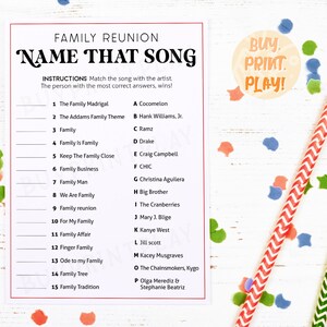 Family Name That Song Quiz | Family Gathering Games - Song Matchup ...