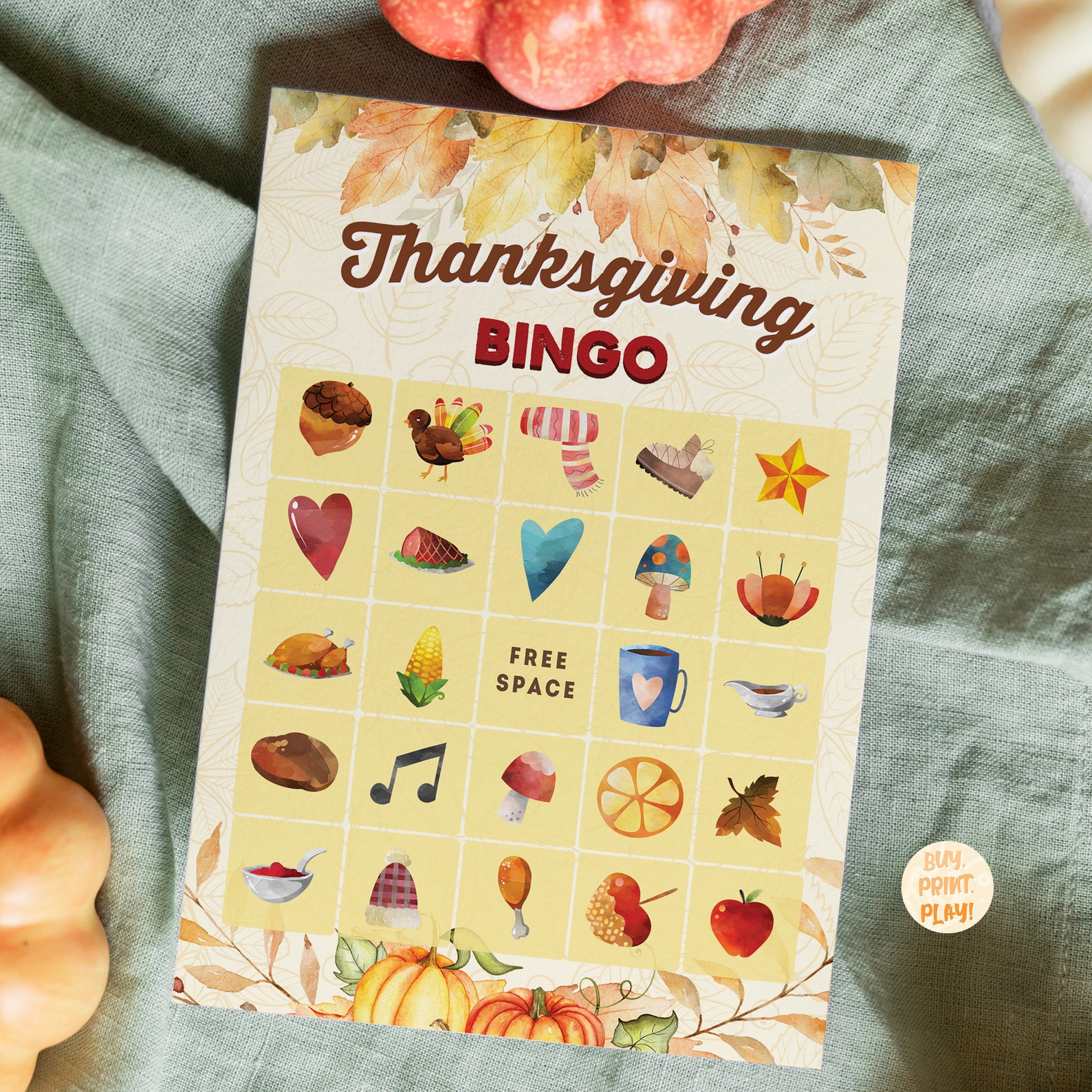 Thanksgiving Bingo Game Friendsgiving party Picture Bingo | Etsy