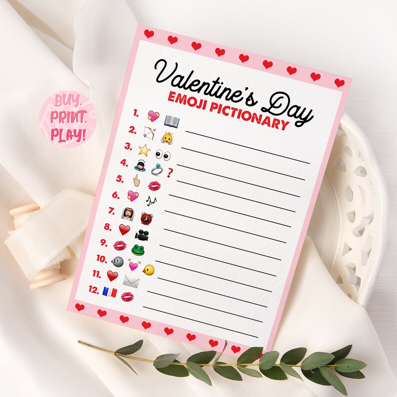 Valentines Emoji Pictionary Valentines Day Printable Game - Etsy