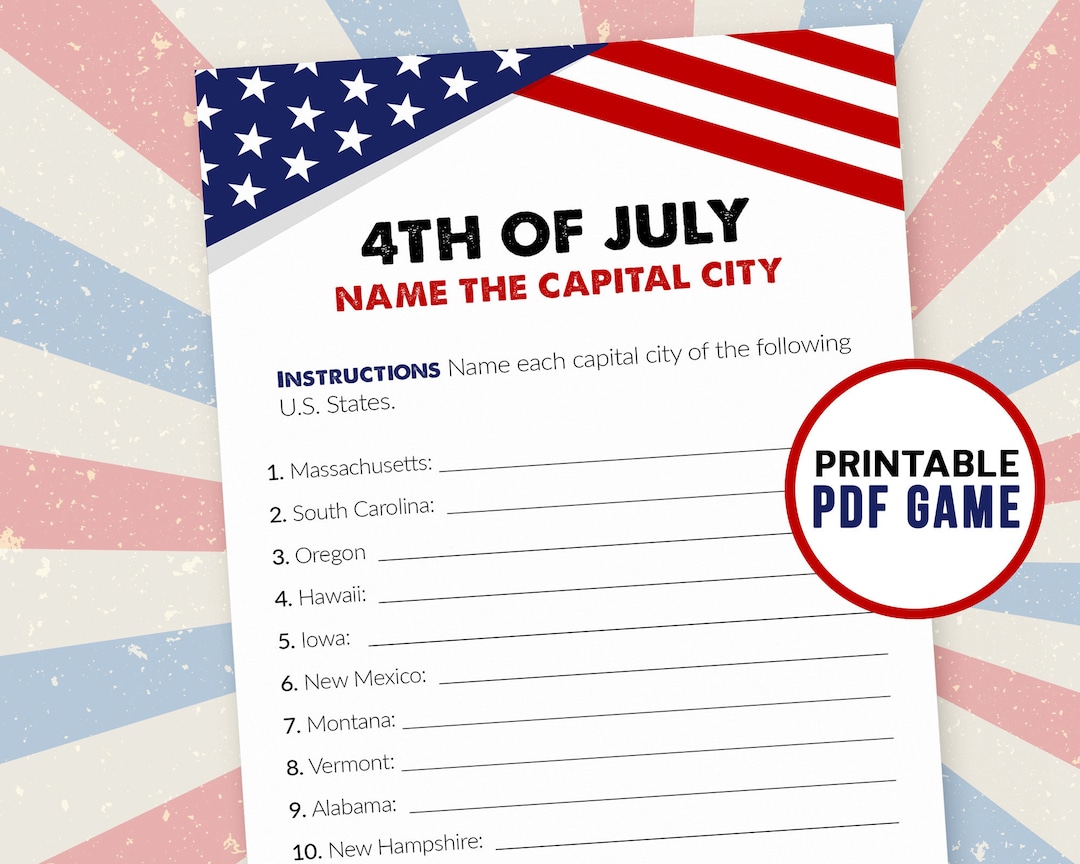 4th of July US Capital City Trivia Game | Independence Day | Fourth of ...