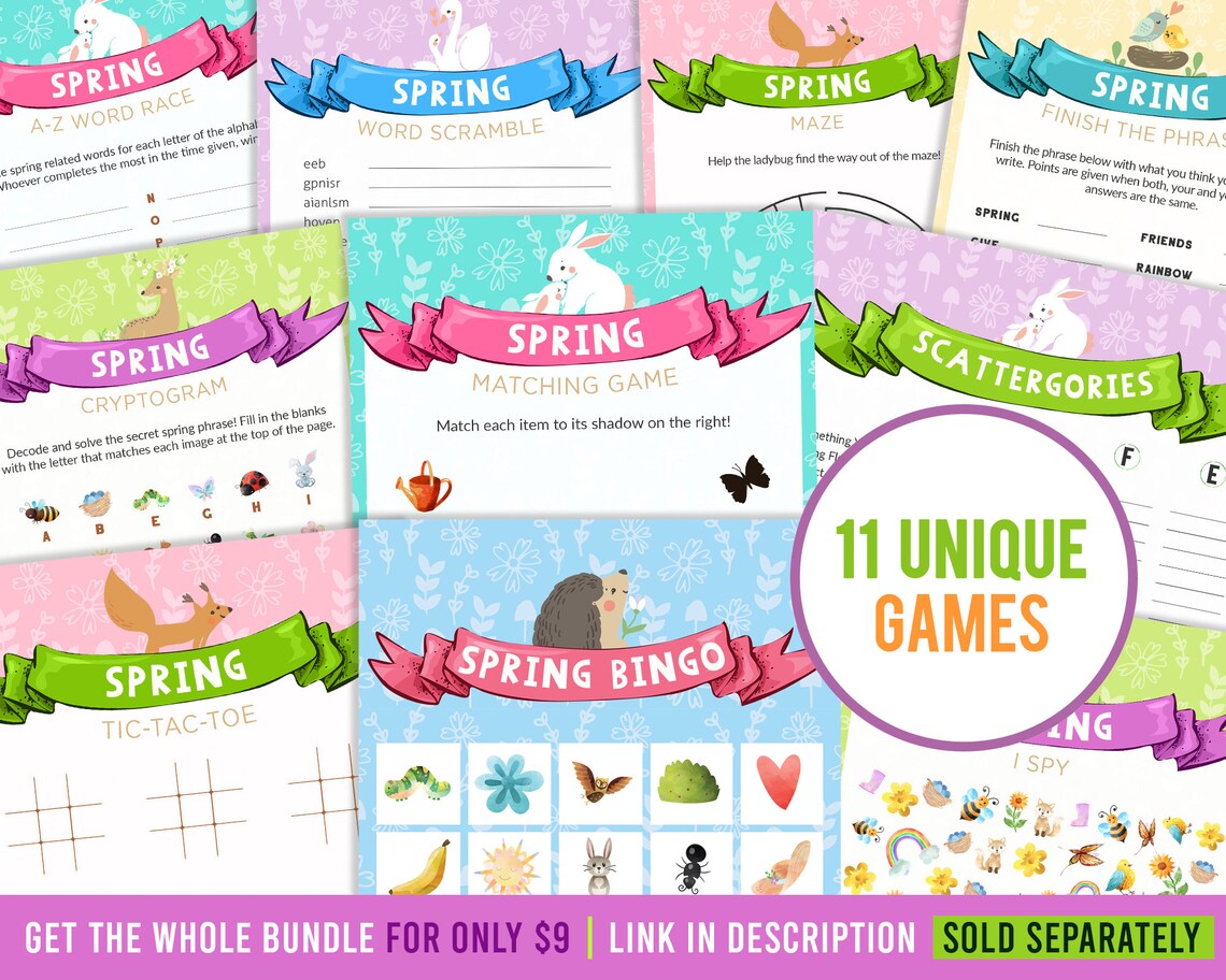 Fun Spring Word Search Printable Games for Kids & Adults | Etsy