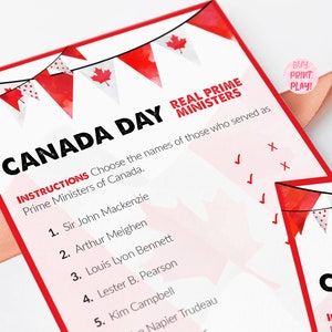Canada Day Trivia Game - Real Prime Ministers | First of July Printable ...