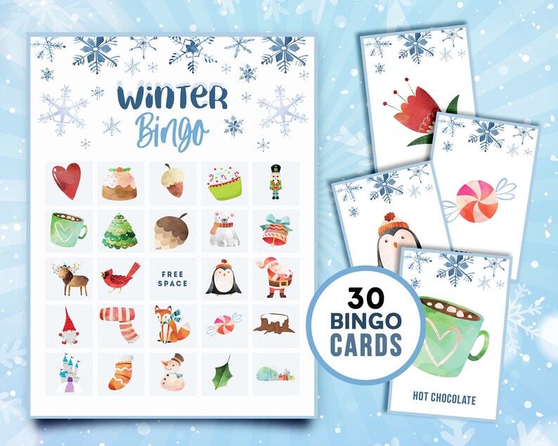 30 Winter Bingo Game Cards Winter Games for Kids - Etsy